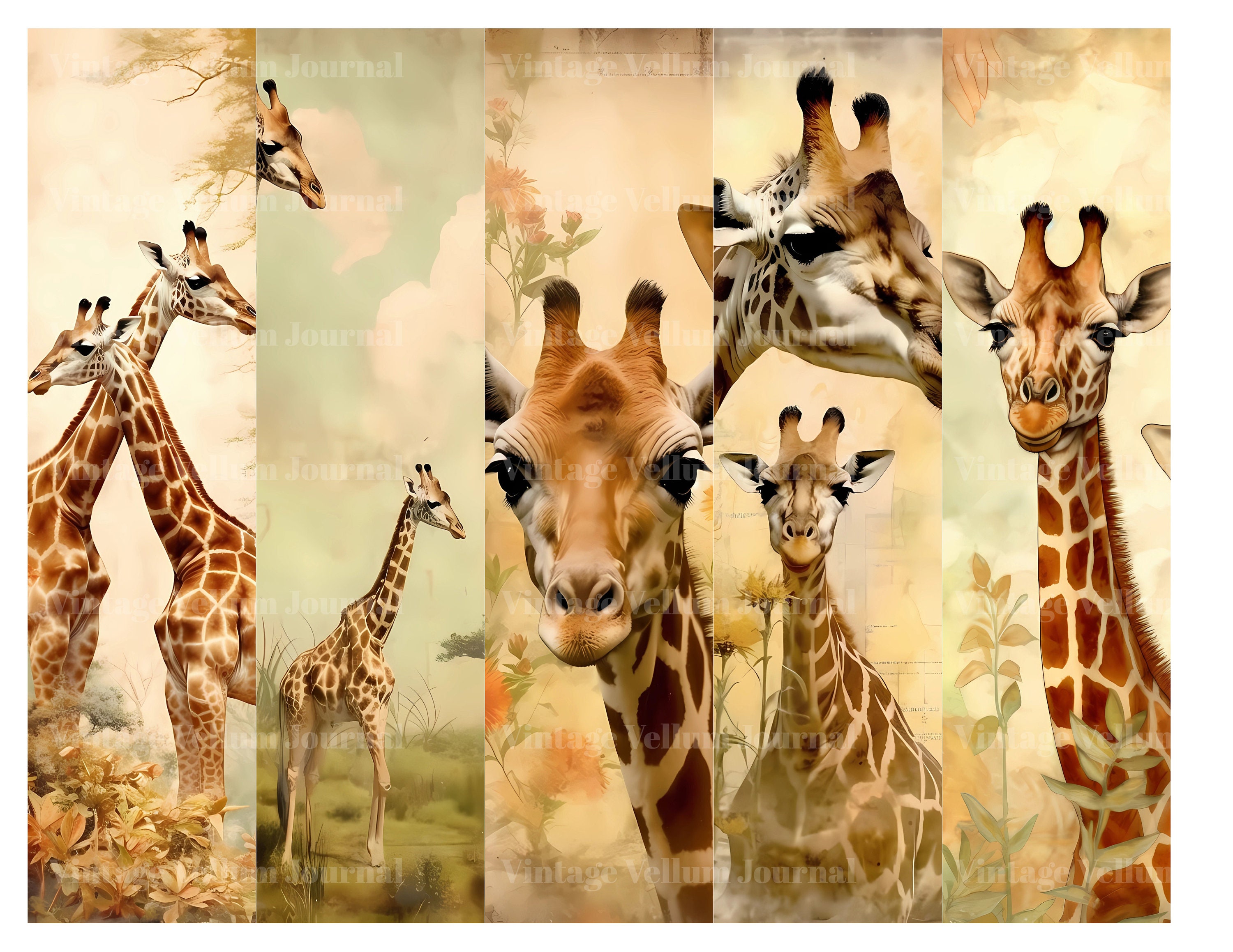 30 Baby Giraffe Junk Journal Pages Printable Baby Giraffes - Etsy