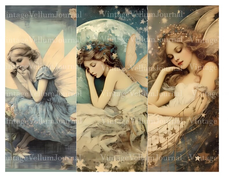 20 Moon Fairies Junk Journal Pages Printable Vintage Fairy - Etsy