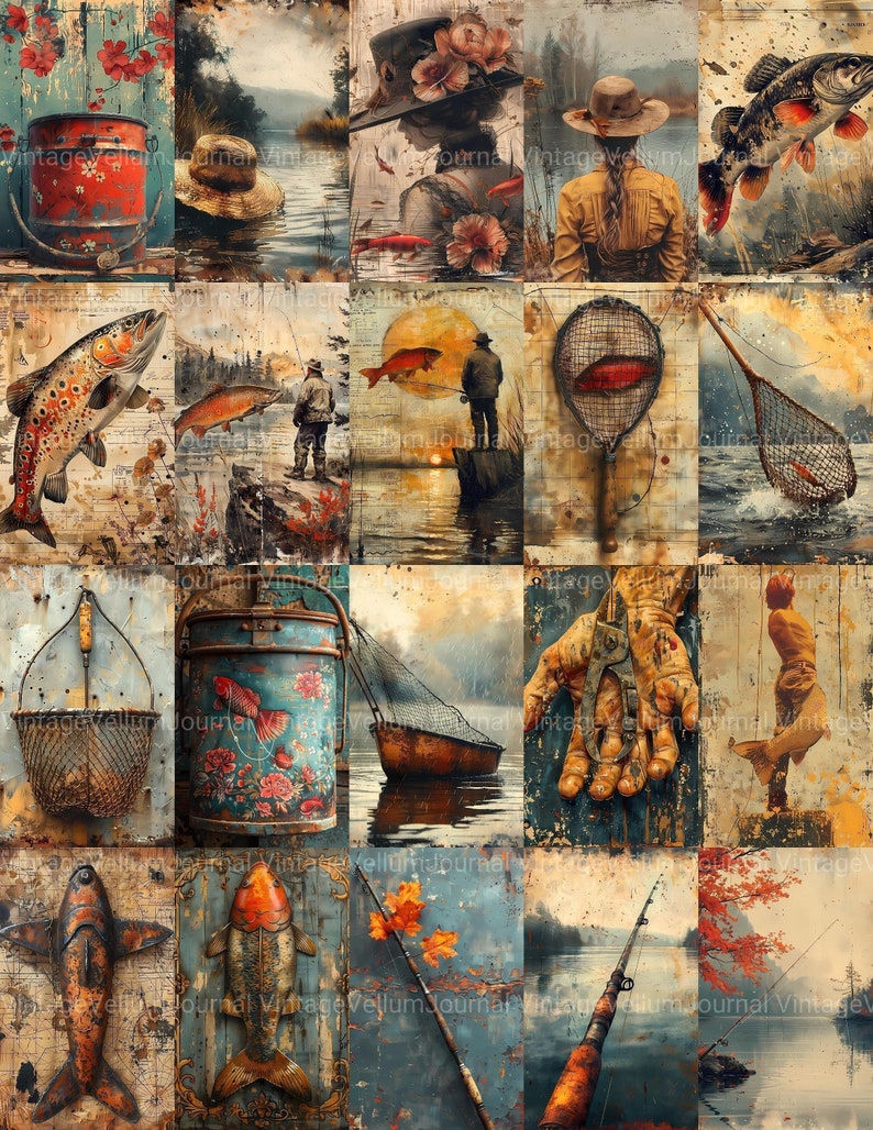 80 Fishing Junk Journal Pages - Hobbies and Crafts Junk Journal for ...