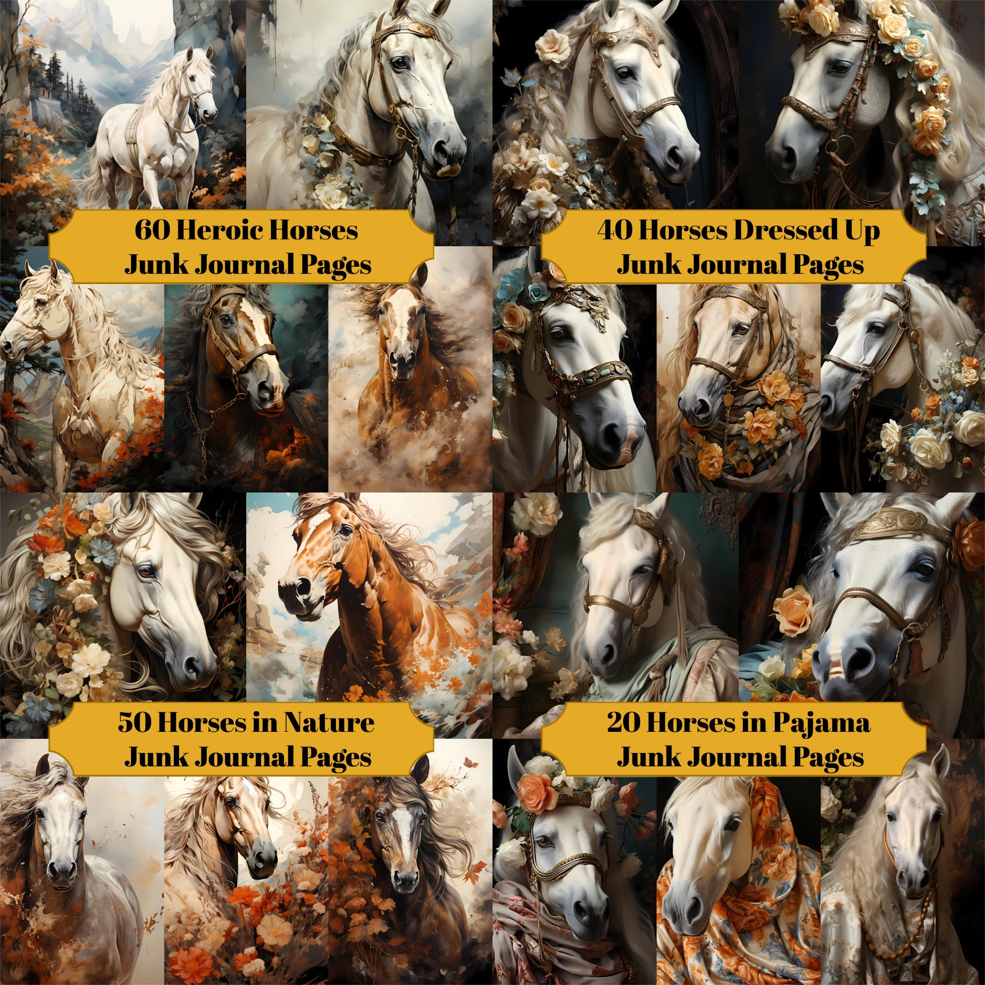 MEGA Horses Junk Journal Pages Bundle - 780 Animal Printables for ...