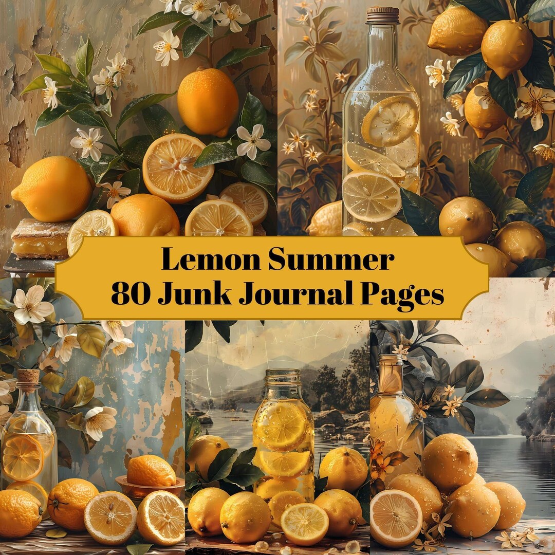 80 Lemon Summer Junk Journal Pages Summer Junk Journal for Scrapbooks ...