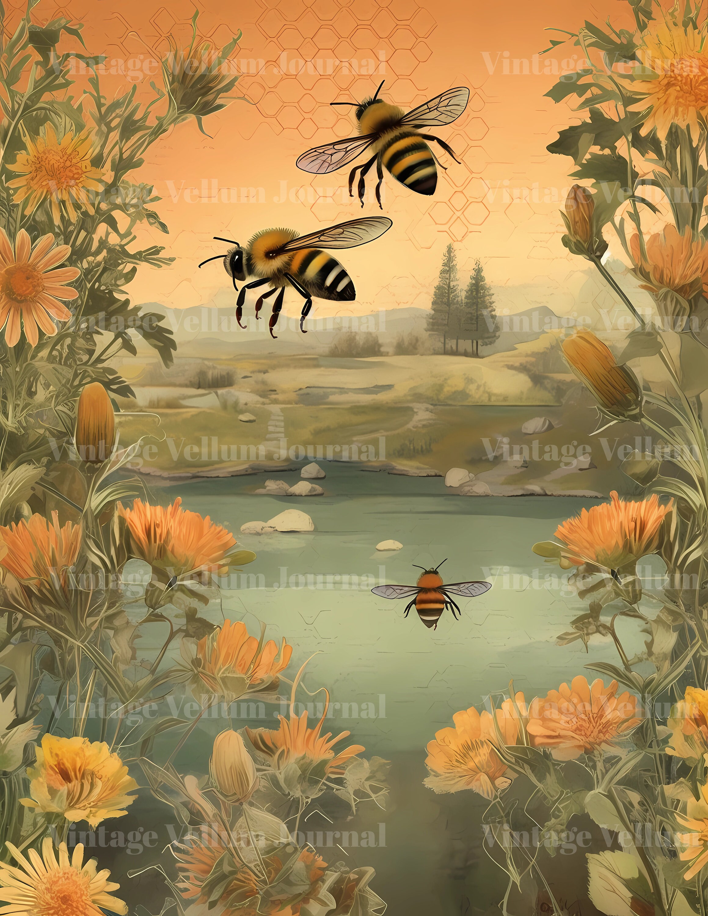 20 Bee Farm Junk Journal Pages - Printable Beekeeper Junk Journal for ...