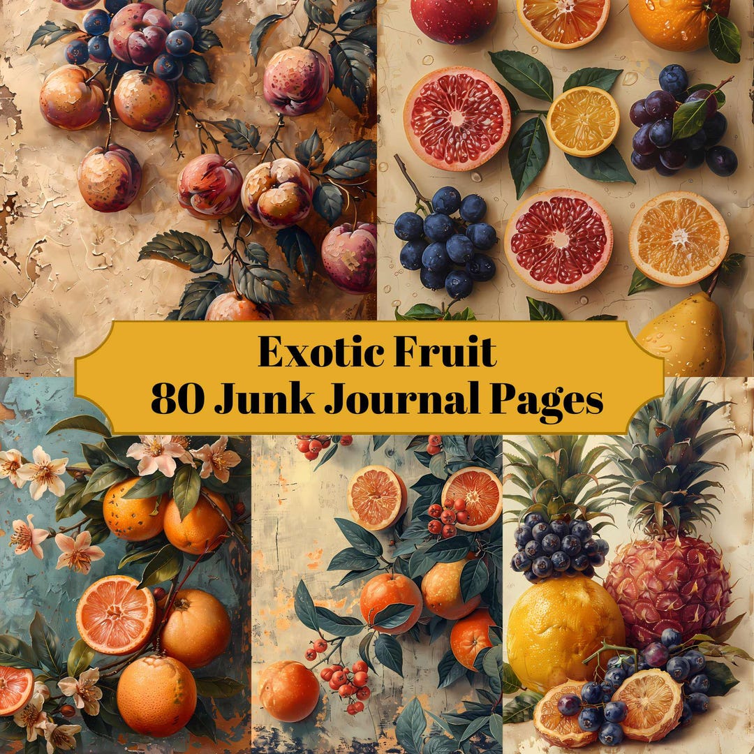 80 Exotic Fruit Junk Journal Pages - Fruits and Vegetables Junk Journal ...