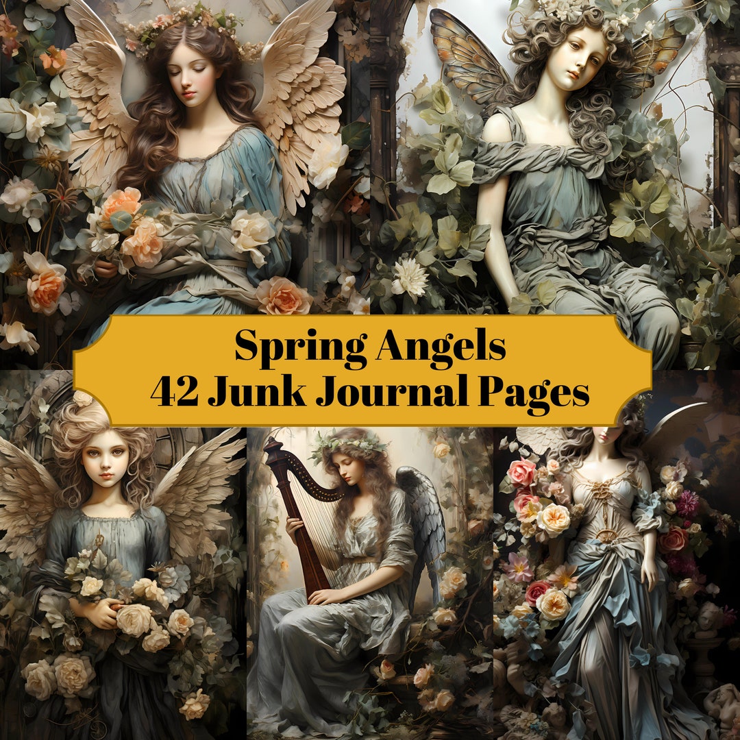 42 Spring Angels Junk Journal Pages - Spring-themed Papers for ...