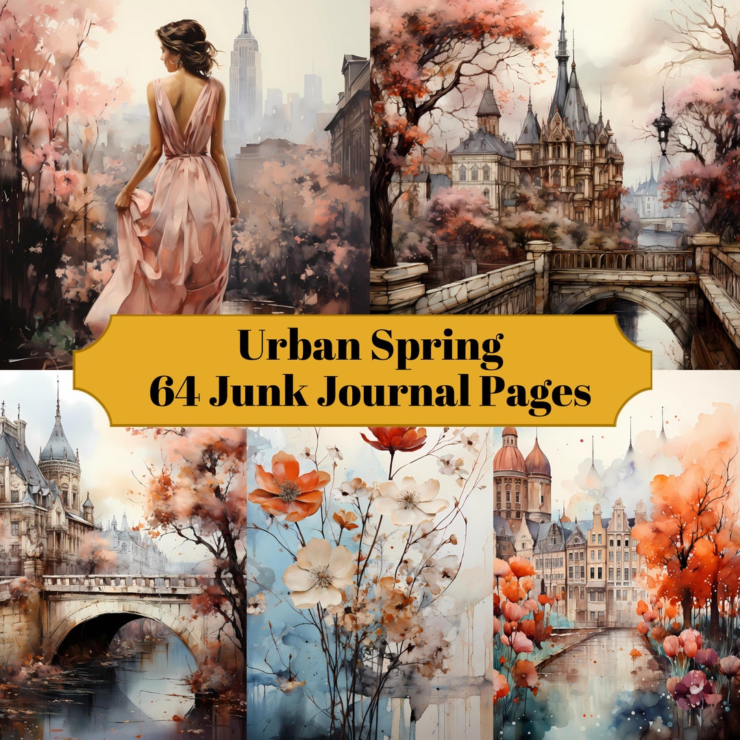 64 Urban Spring Junk Journal Pages - Spring-themed Papers for ...