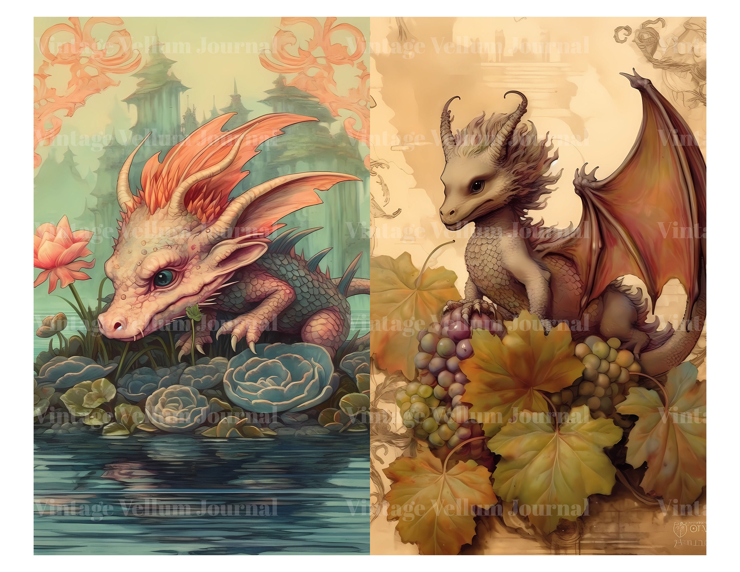 20 Baby Dragon Junk Journal Pages Printable Dragon Junk Journal for ...