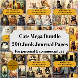 MEGA Cat Junk Journal Pages Bundle - 290 Cat Printables for Scrapbooks ...