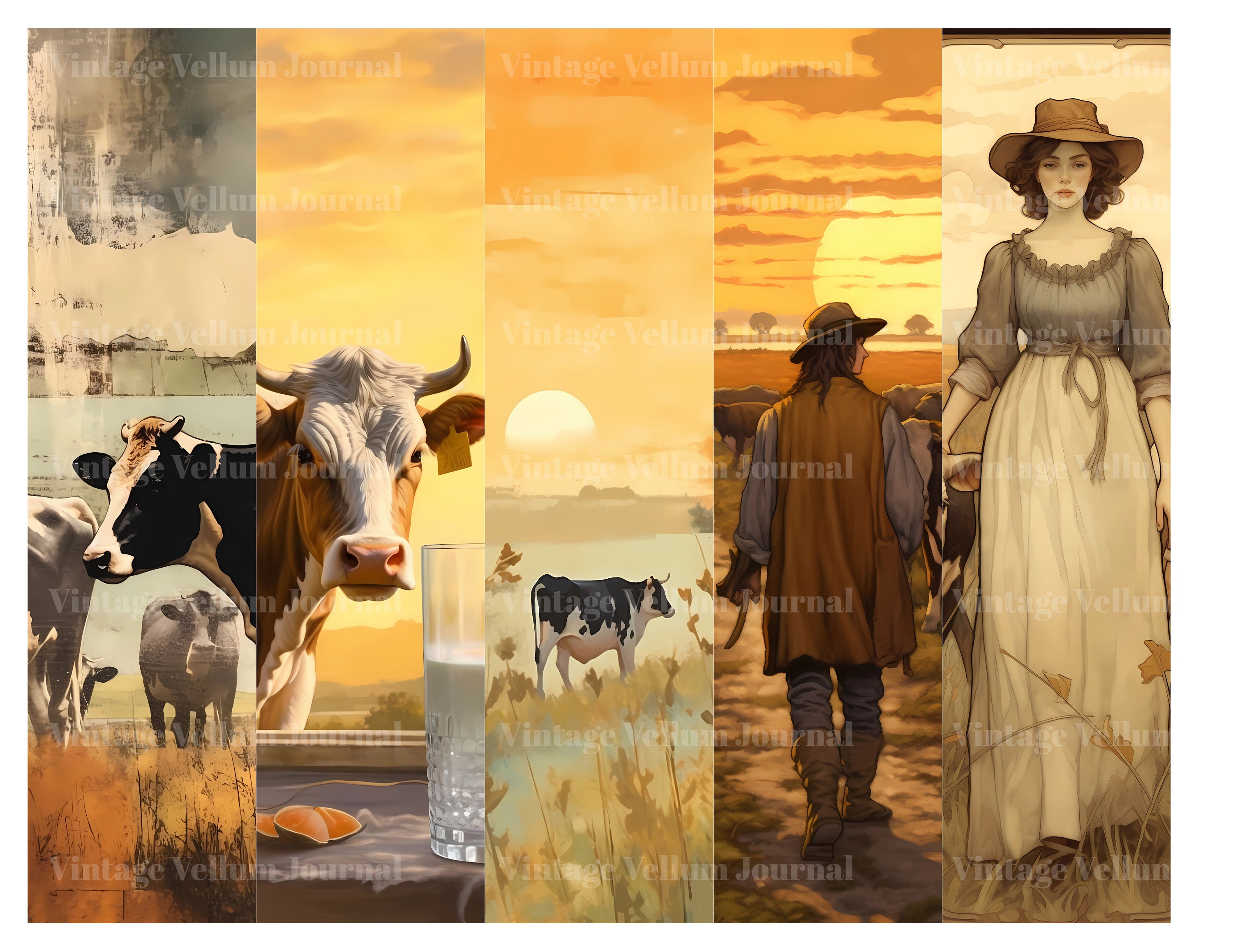 30 Diary Farm Junk Journal Pages Printable Cows and Milk - Etsy