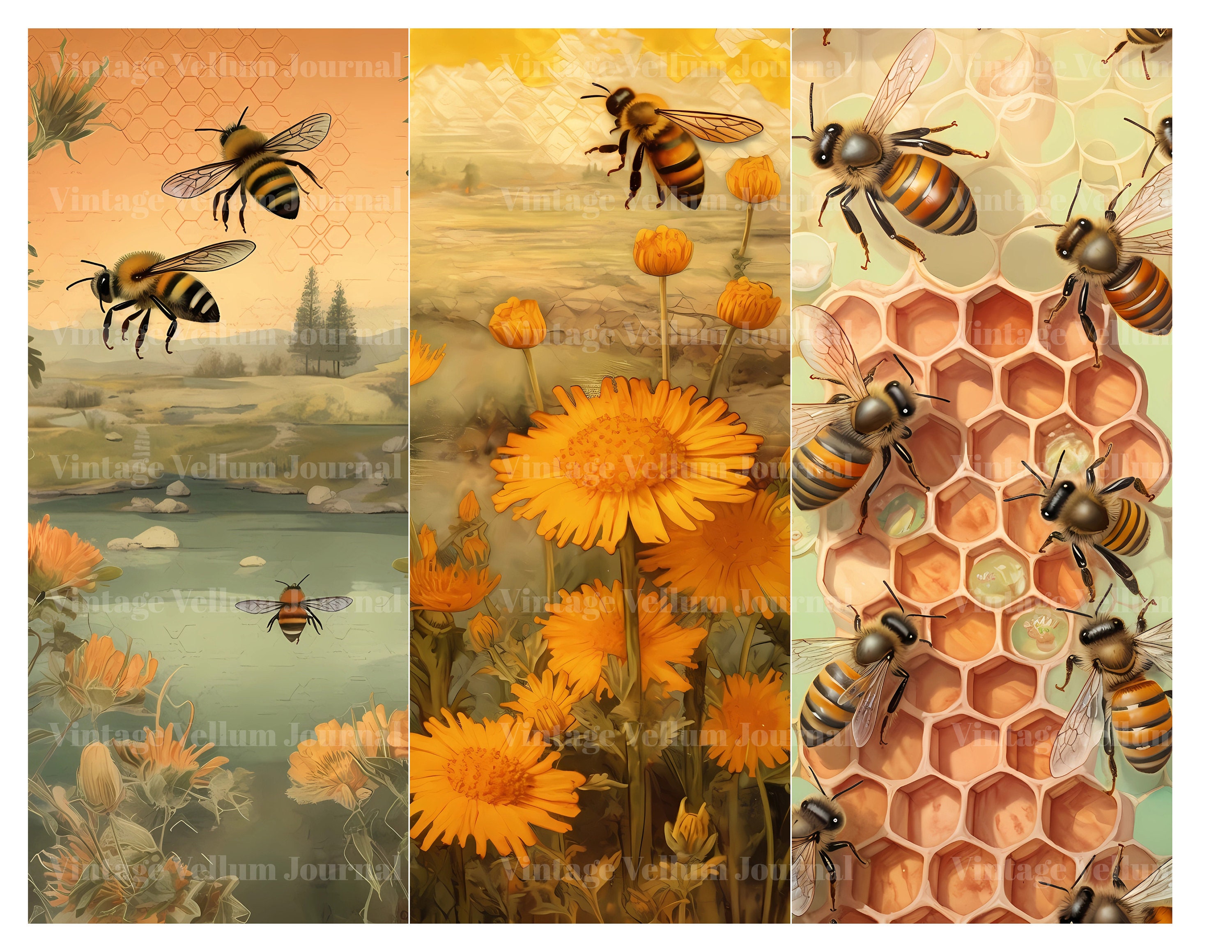 20 Bee Farm Junk Journal Pages - Printable Beekeeper Junk Journal for ...