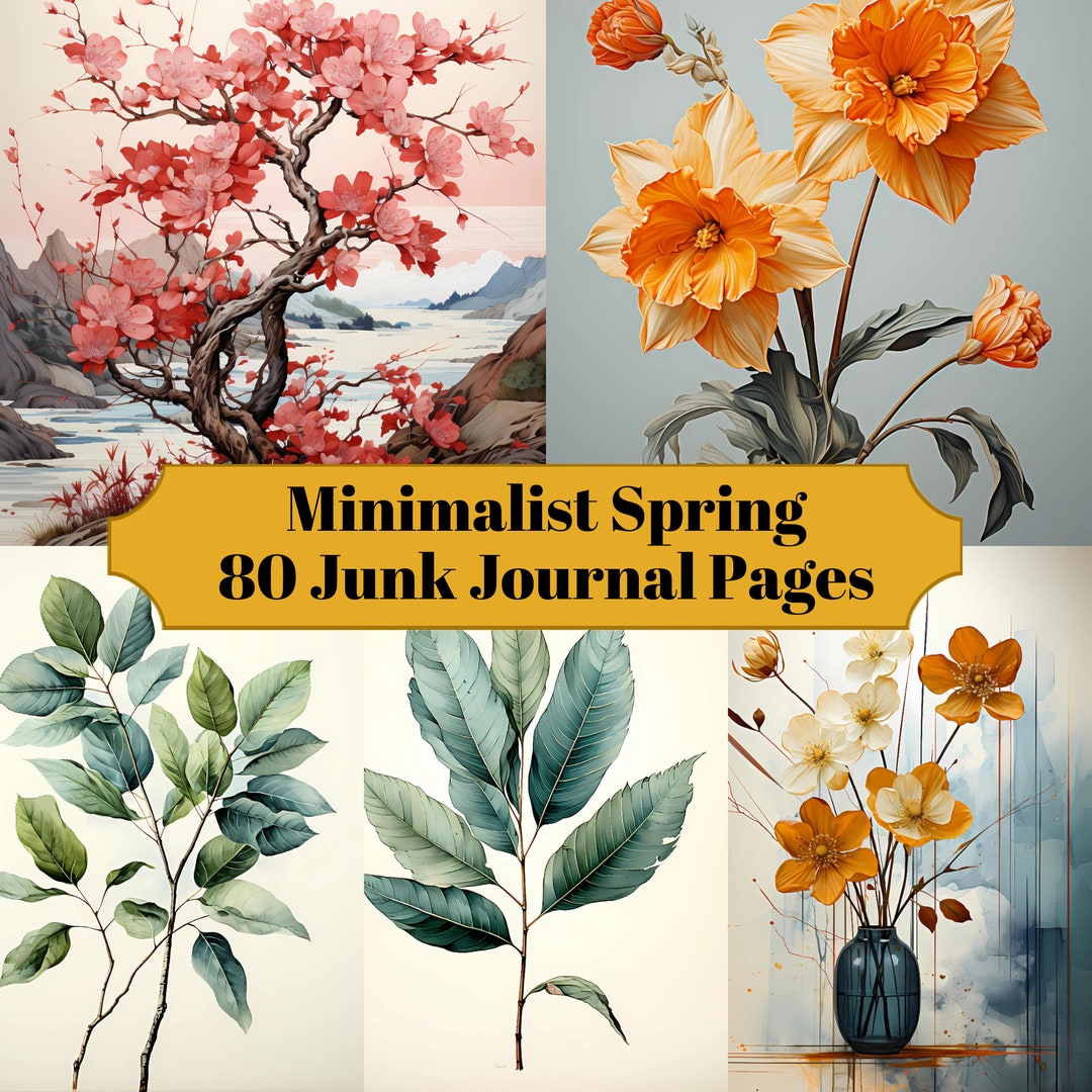 80 Minimalist Spring Junk Journal Pages - Spring-themed Papers for ...