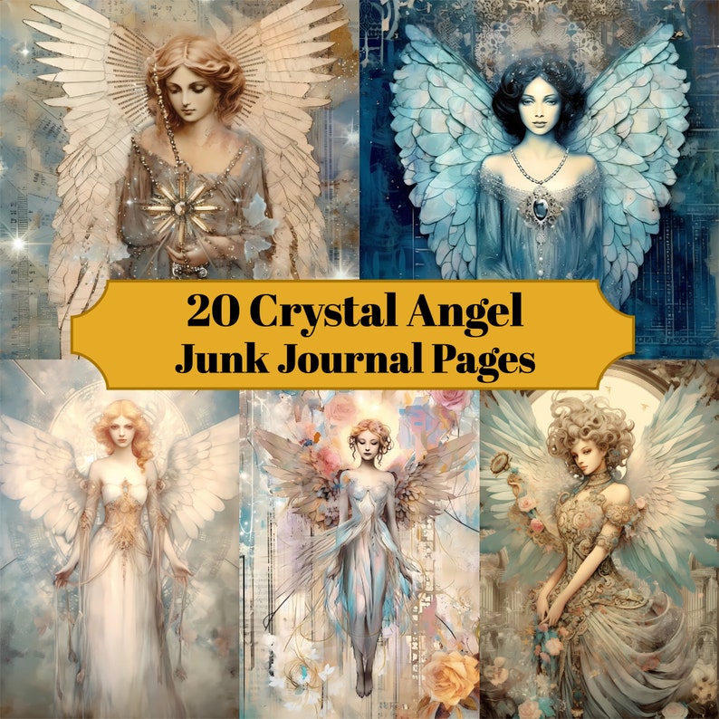 20 Crystal Angel Junk Journal Pages Printable Vintage Angel - Etsy