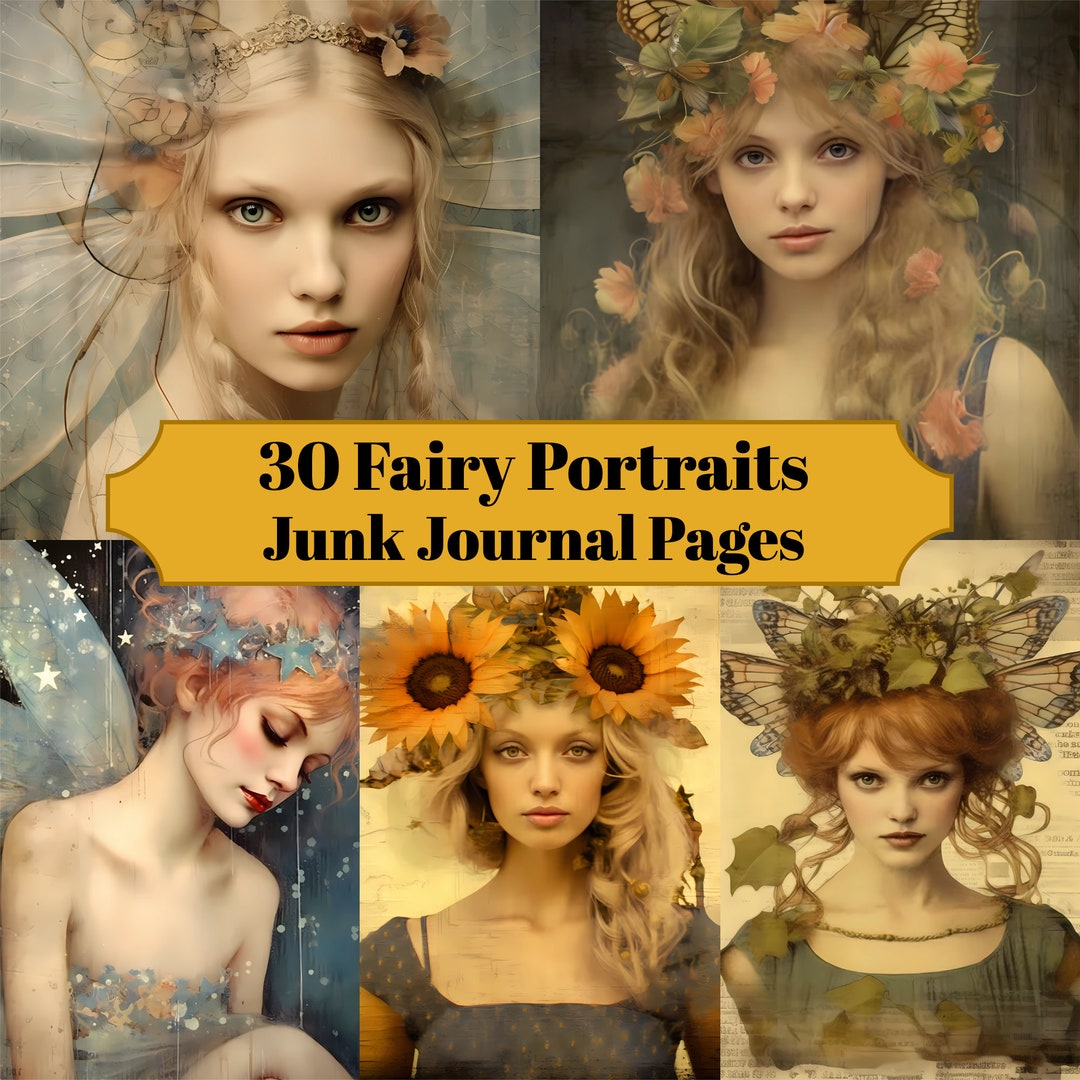 30 Fairy Portrait Junk Journal Pages - Printable Vintage Fairy Junk ...