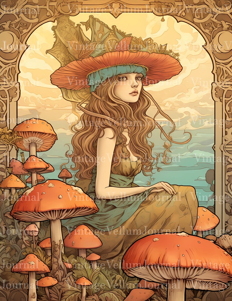 30 Mushroom Princess Junk Journal Pages Vintage Princess - Etsy