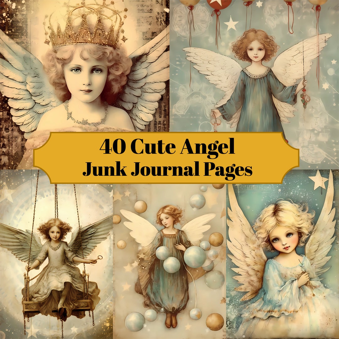 40 Cute Angel Junk Journal Pages - Printable Vintage Angel Junk Journal ...