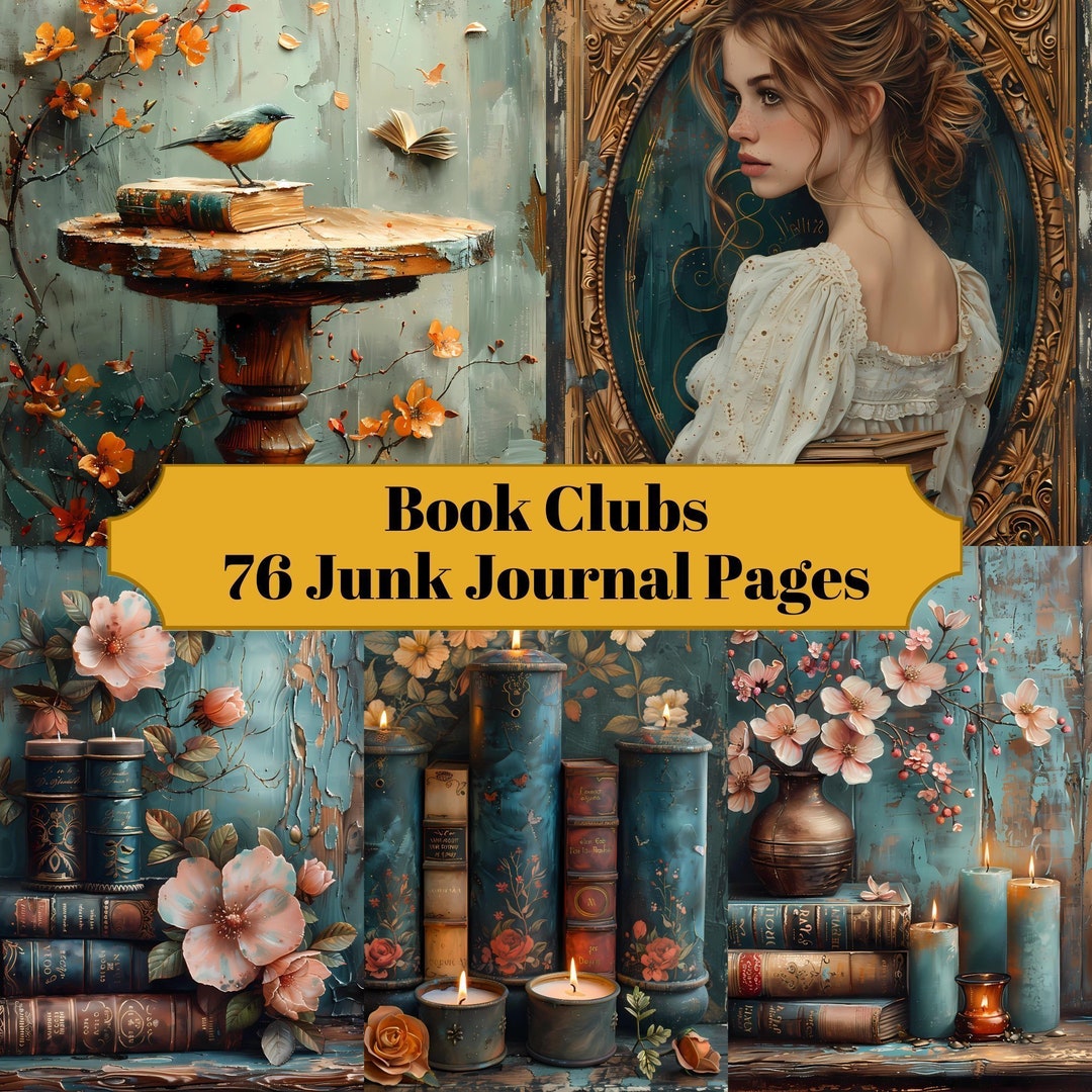 76 Book Clubs Junk Journal Pages - Hobbies and Crafts Junk Journal for Scrapbooking - Digital ...