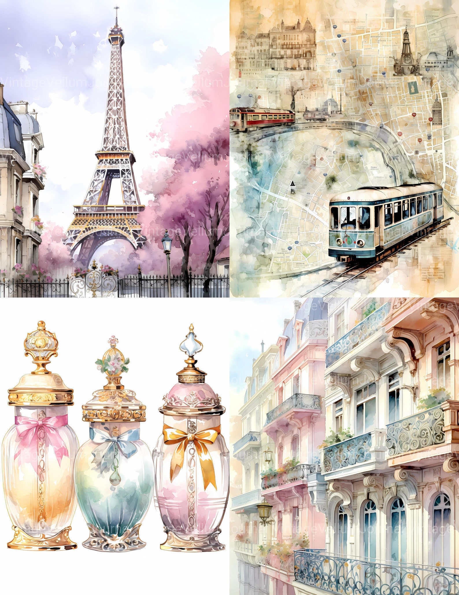 40 Parisian Vintage Shabby Chic Junk Journal Pages - Shabby Chic Junk ...