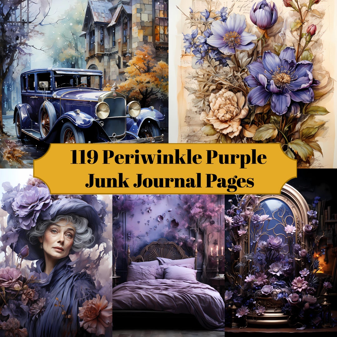 119 Periwinkle Purple Junk Journal Pages - Colorful Junk Journal for ...