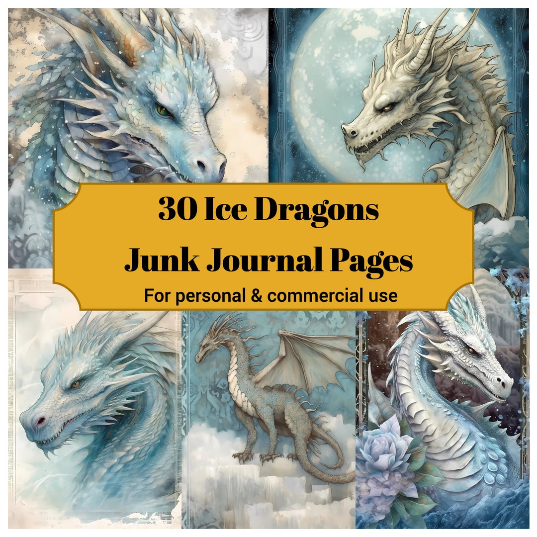 30 Ice Dragon Junk Journal Pages - Printable Dragon Junk Journal for ...