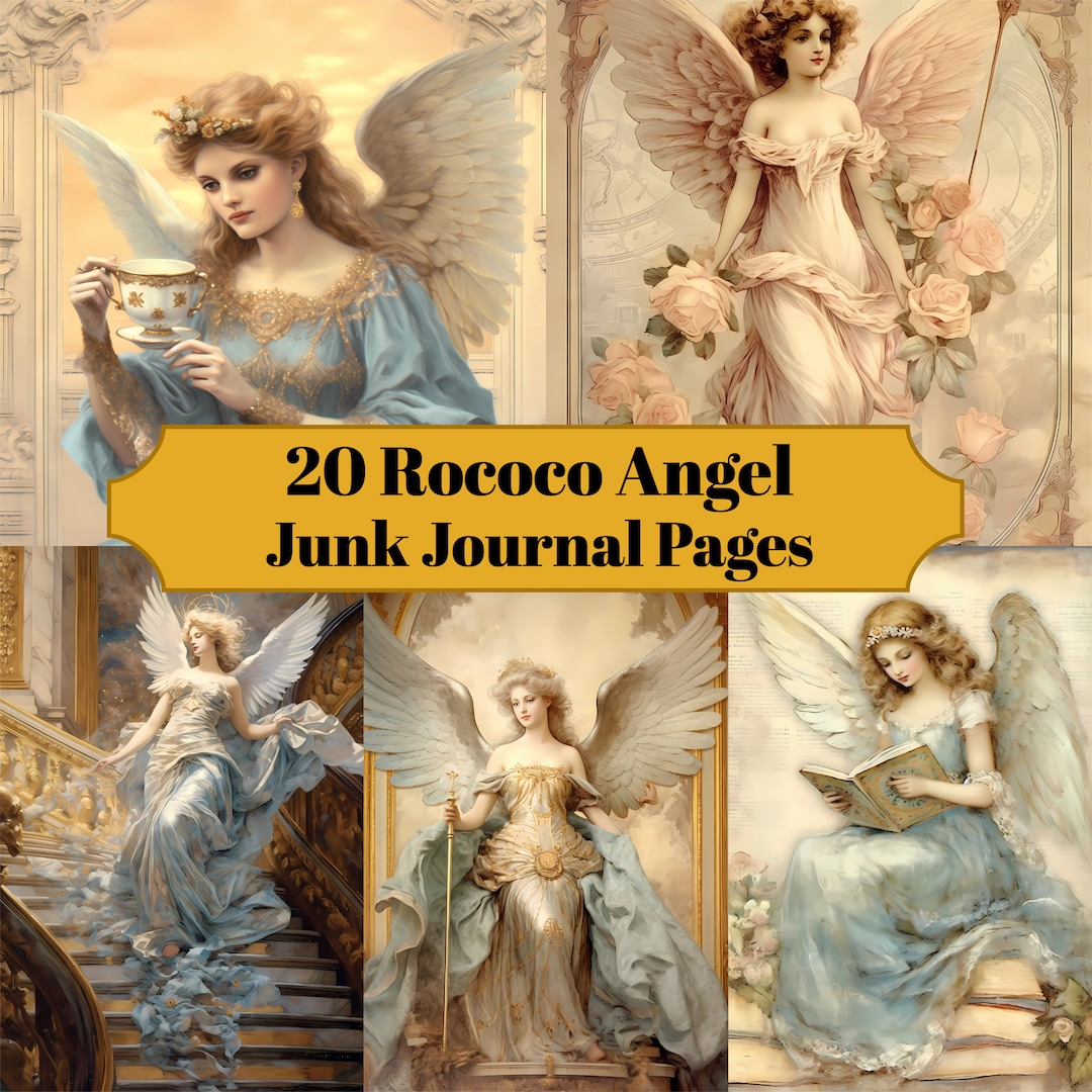 20 Rococo Angel Junk Journal Pages - Printable Vintage Angel Junk ...
