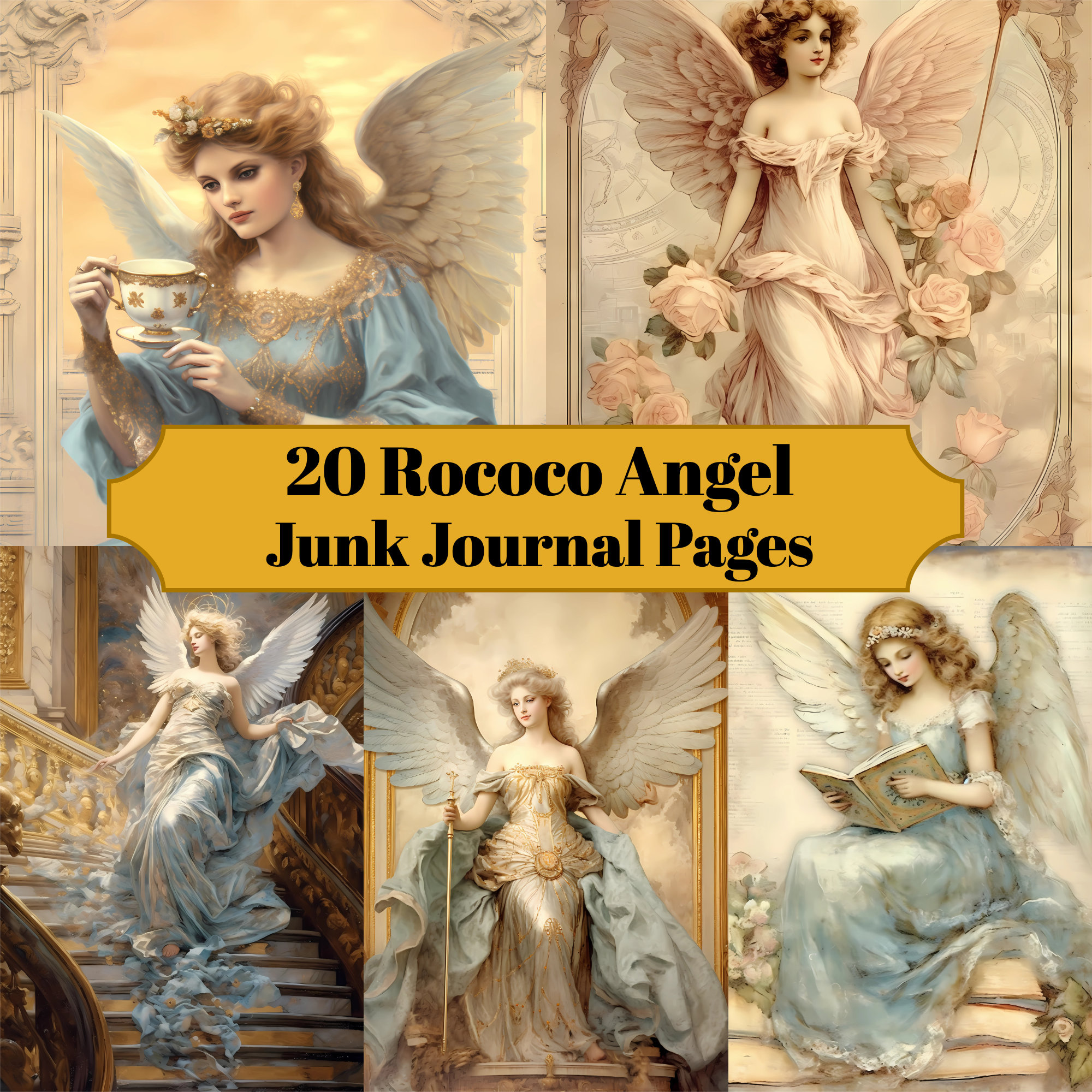 20 Rococo Angel Junk Journal Pages Printable Vintage Angel Junk Journal ...