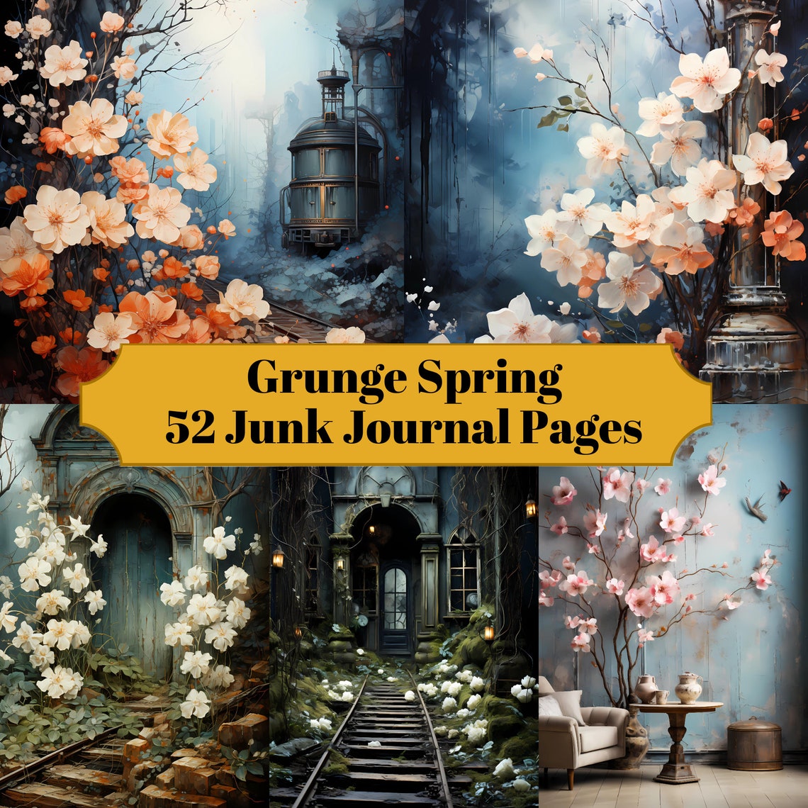 52 Grunge Spring Junk Journal Pages - Spring-themed Papers for ...
