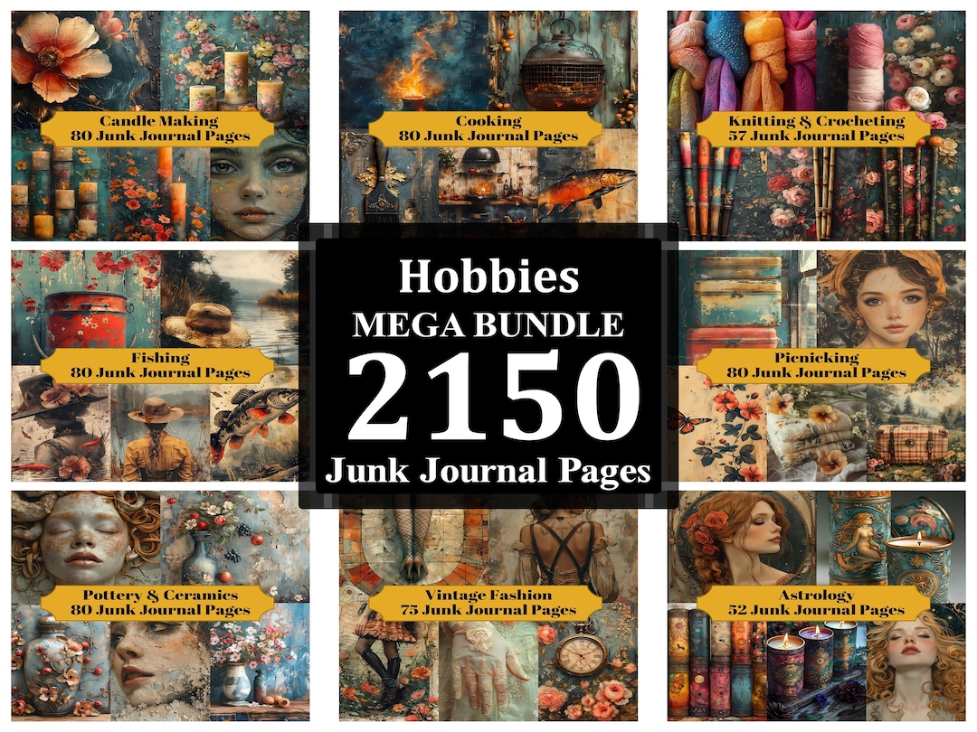 MEGA Hobbies and Crafts Junk Journal Pages Bundle - 2150 Printables for ...