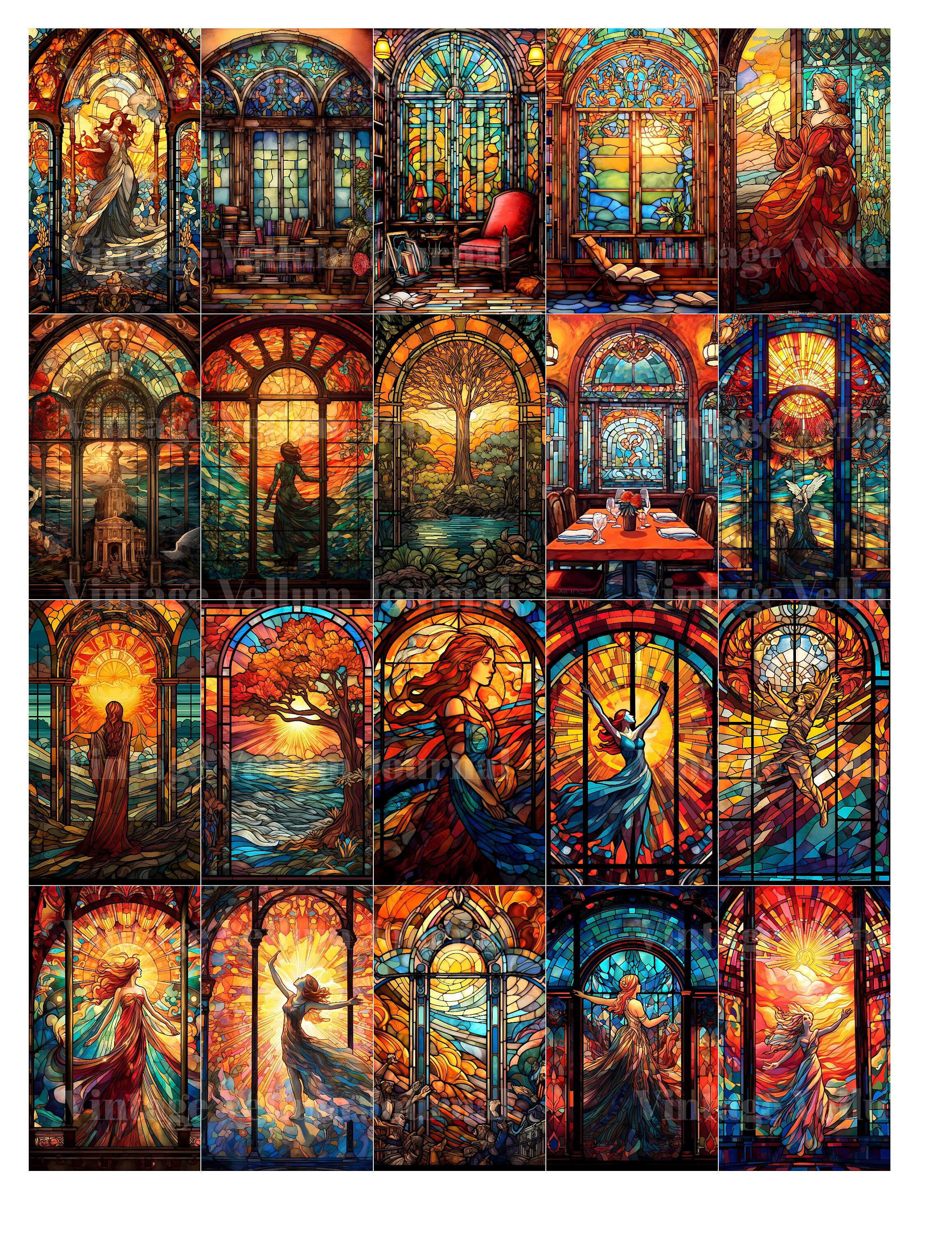 60 Glass Stained Junk Journal Pages - Printable Glass Stained Junk ...