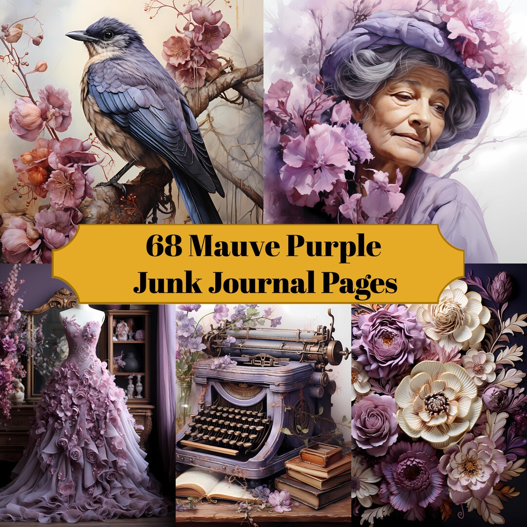 68 Mauve Purple Junk Journal Pages - Colorful Junk Journal for ...