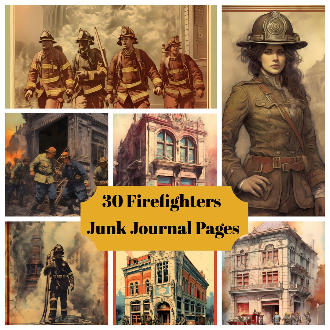 30 Firefighter Junk Journal Pages - Printable Firefighter Junk Journal ...