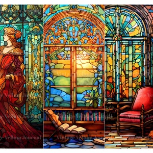 60 Glass Stained Junk Journal Pages - Printable Glass Stained Junk ...