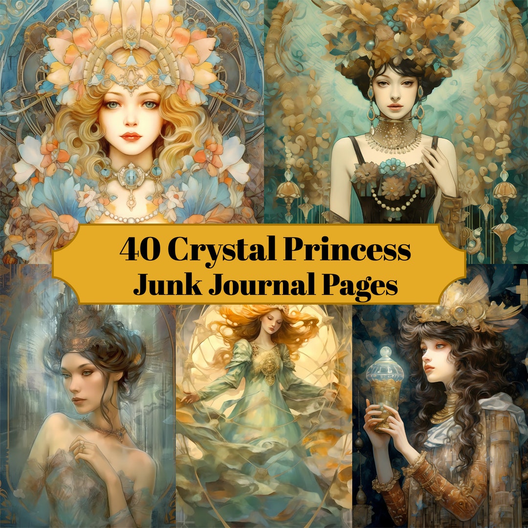 40 Crystal Princess Junk Journal Pages - Vintage Princess Junk Journal ...