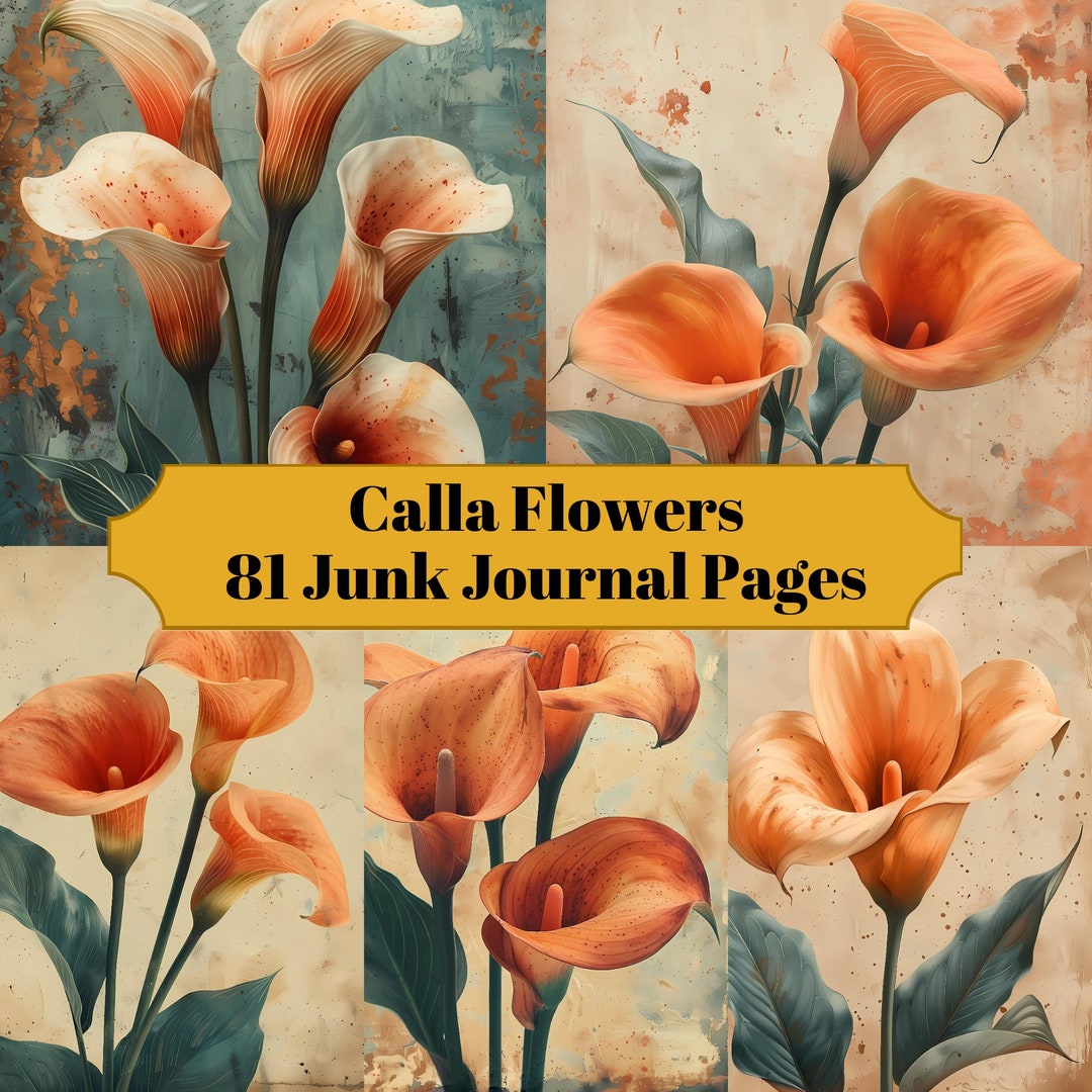 81 Calla Flowers Journal Pages - Floral Junk Journal for Scrapbooks ...