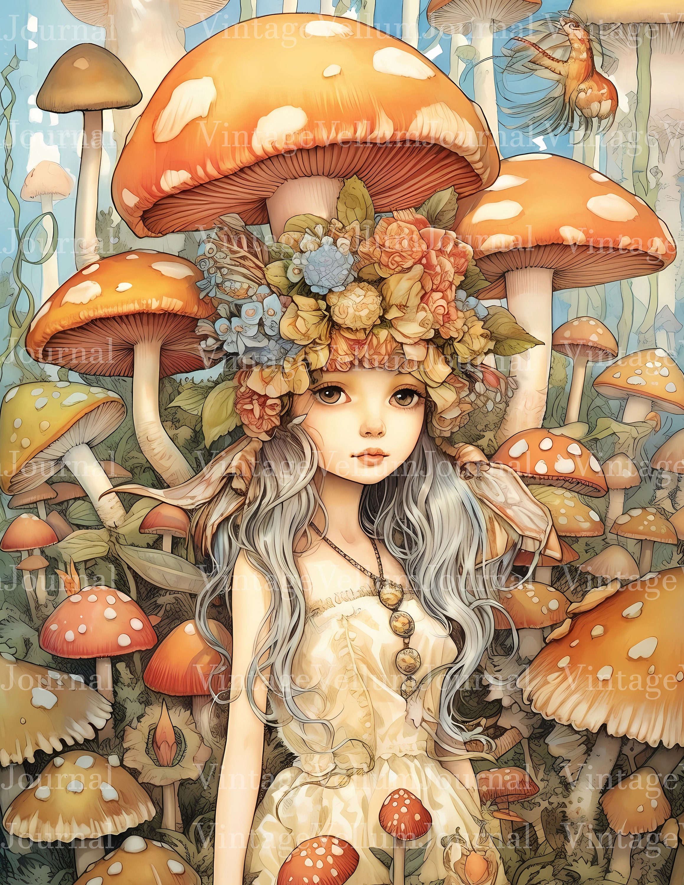 30 Mushroom Princess Junk Journal Pages Vintage Princess - Etsy