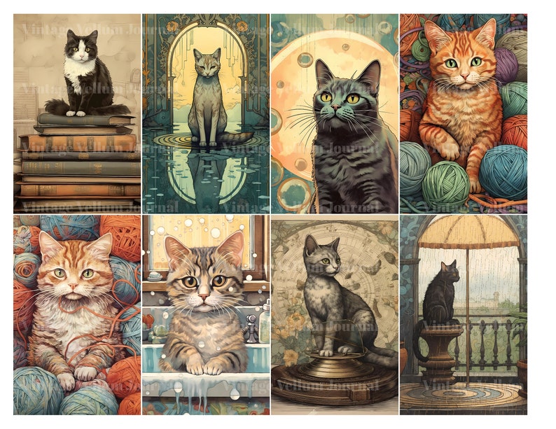 40 Cat Junk Journal Pages Printable Cats Junk Journal for - Etsy