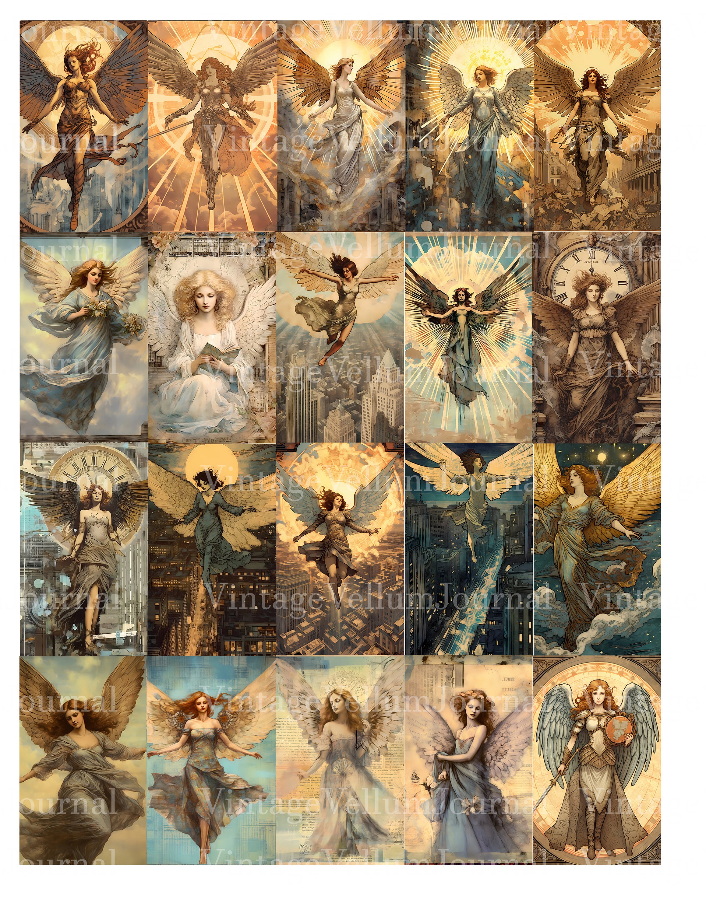 30 Comic Angel Junk Journal Pages - Printable Vintage Angel Junk ...