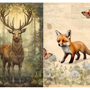 30 Woodland Animal Junk Journal Pages - Printable Animal Junk Journal ...