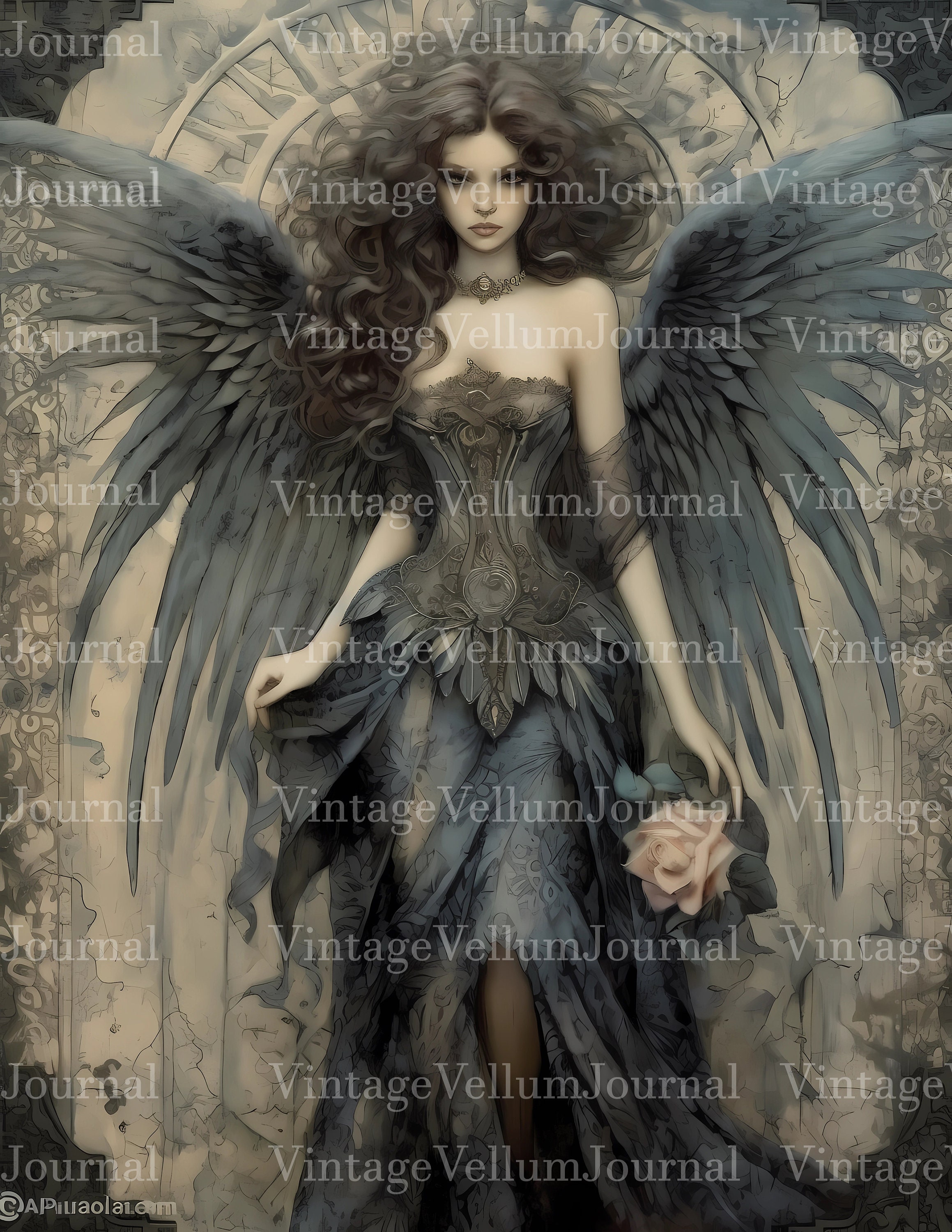 20 Gothic Angel Junk Journal Pages - Printable Vintage Angel Junk ...