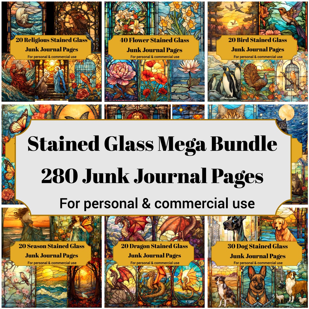 MEGA Stained Glass Junk Journal Pages Bundle - 280 Stained Glass ...