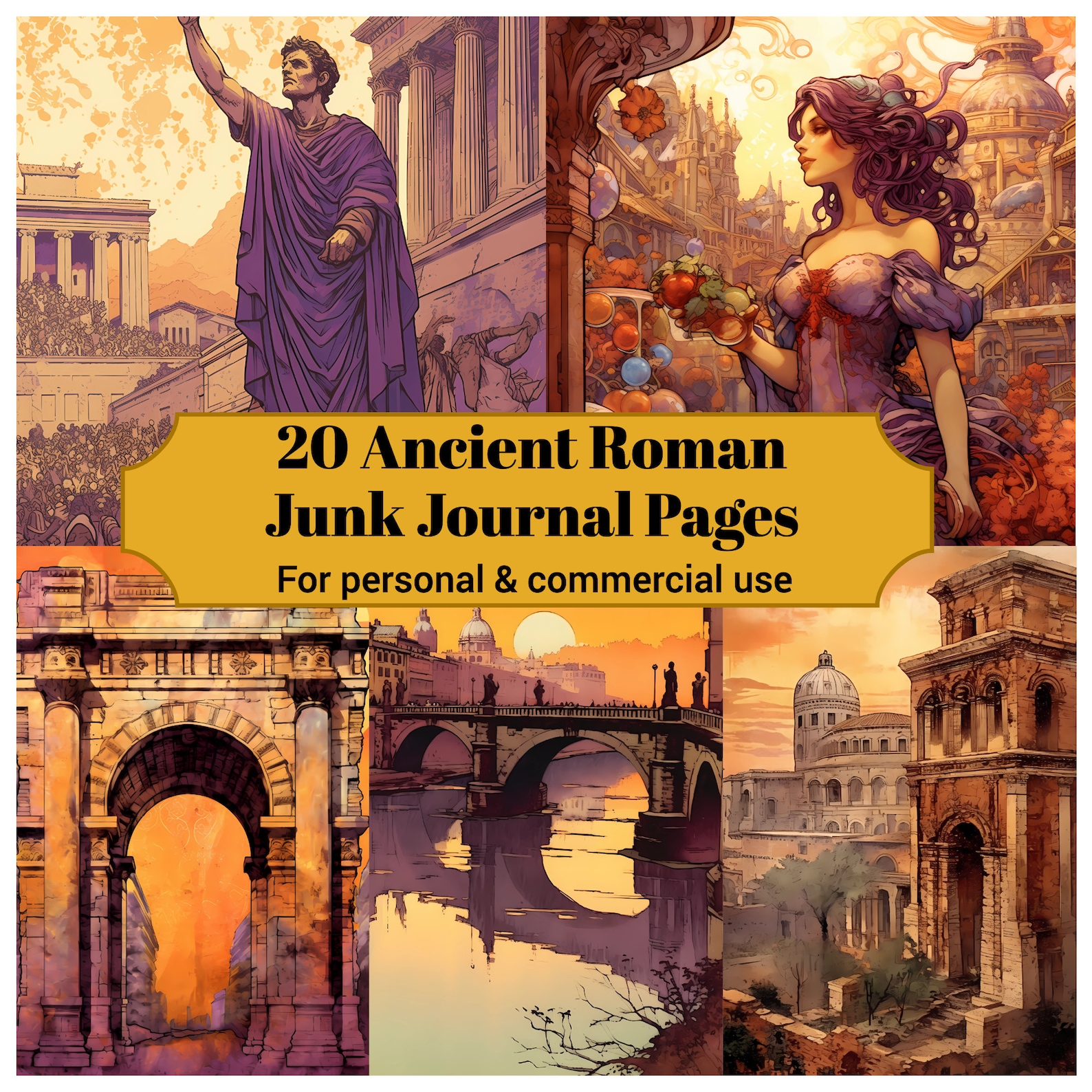 20 Ancient Roman Junk Journal Pages Printable Rome Junk Journal for ...