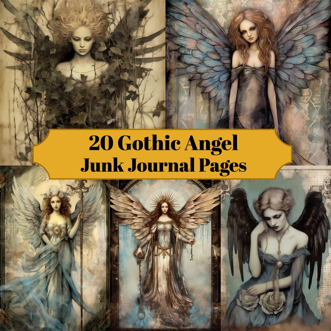 20 Gothic Angel Junk Journal Pages - Printable Vintage Angel Junk ...