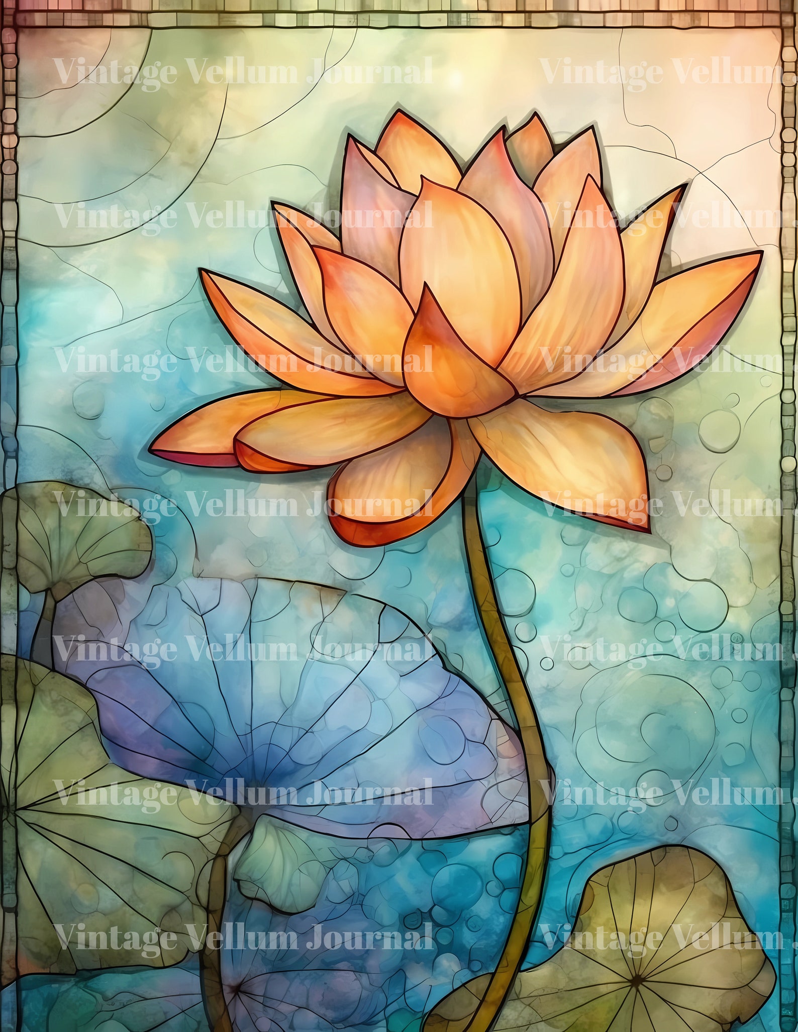 40 Flower Stained Glass Junk Journal Pages - Printable Floral Stained ...