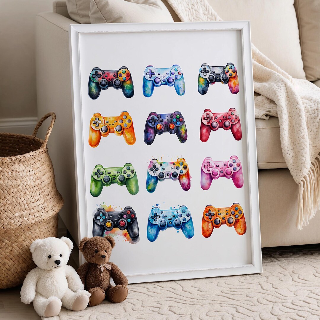 Game Controller Print, Gaming Poster, Gamer Gift for Boys, Gamer Wall ...