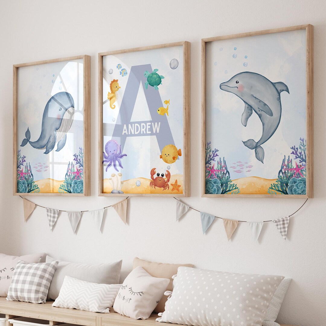 Ocean Animal Print, Ocean Animal Nursery, Under the Ocean Print, Ocean ...