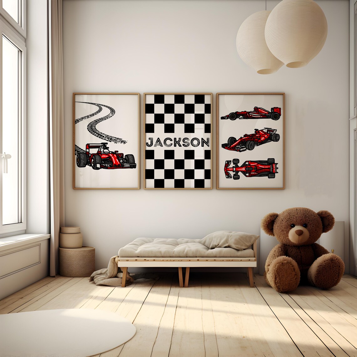 Racing Car Boys Bedroom Print, Race Car Poster, Car Playroom Decor, Red ...