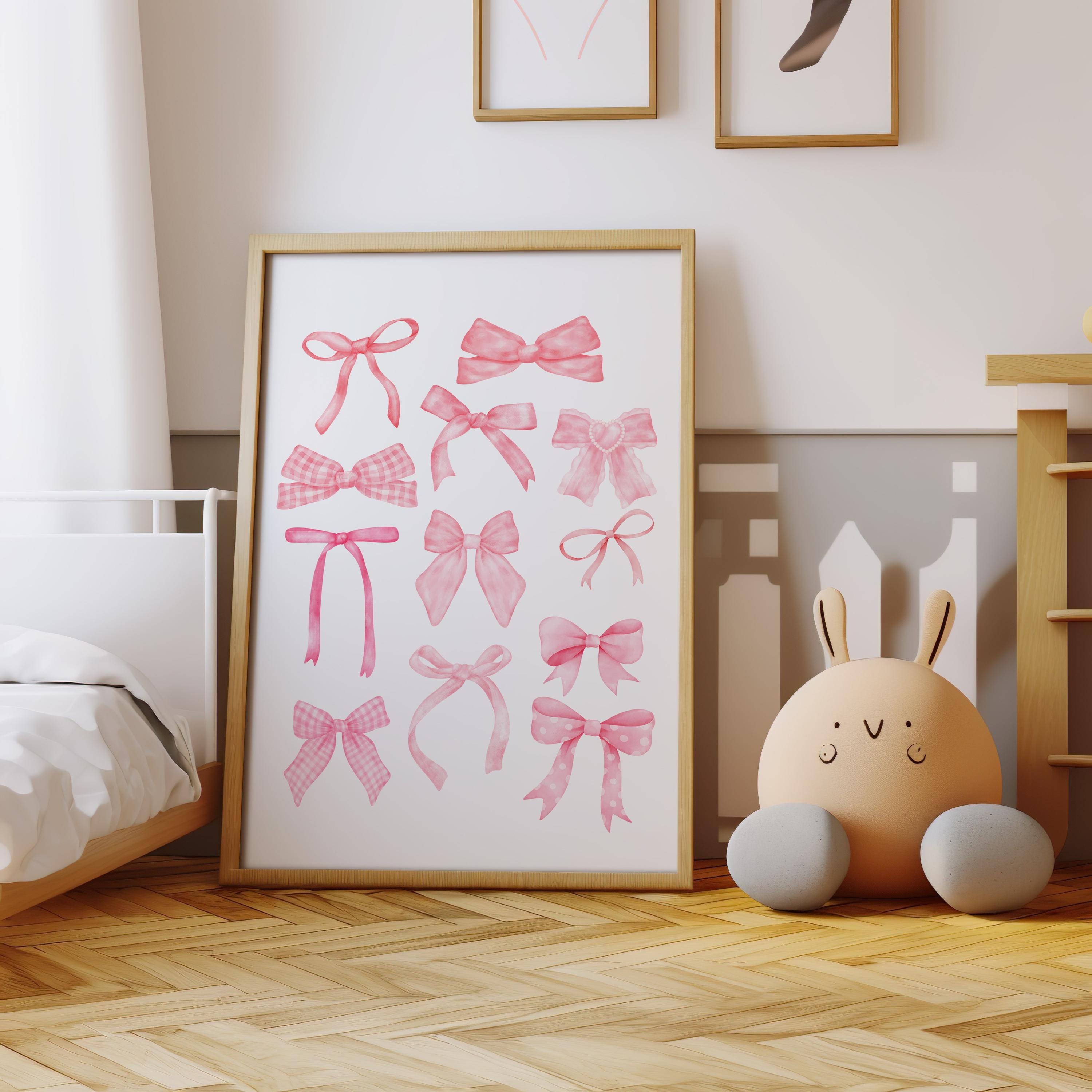 Pink Bows Print, Bows Nursery Decor, Bows Decor, Pink Coquette Print ...