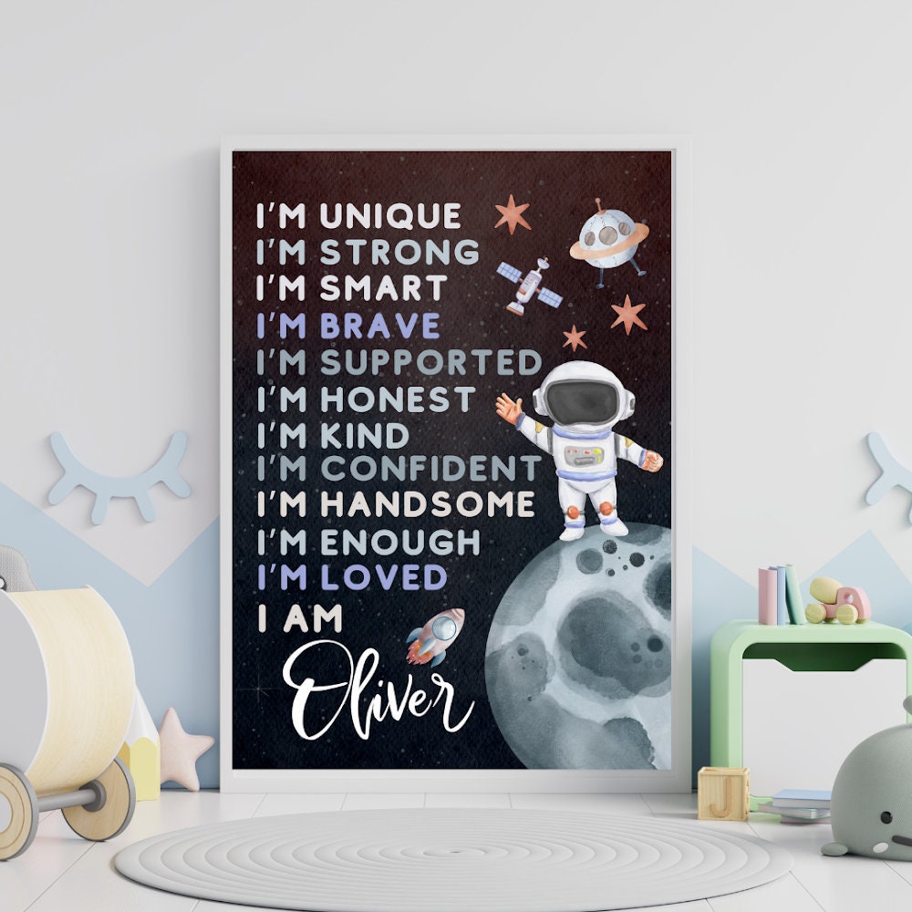 Personalized Affirmation for Kids Wall Art, Affirmation Print, Outer ...