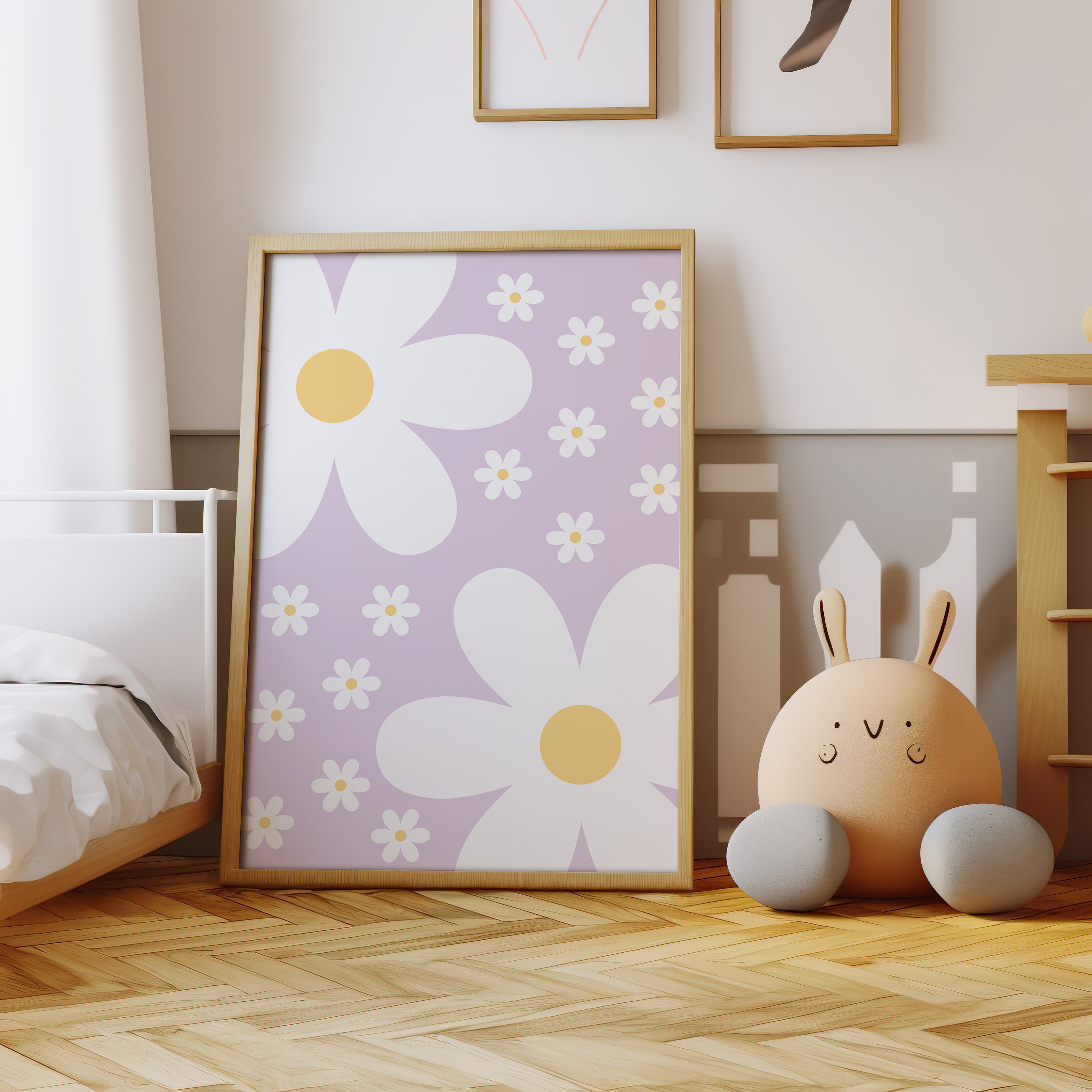Daisy Print Set of 3, Daisy Wall Art, Daisy Room Decor, Purple Nursery ...