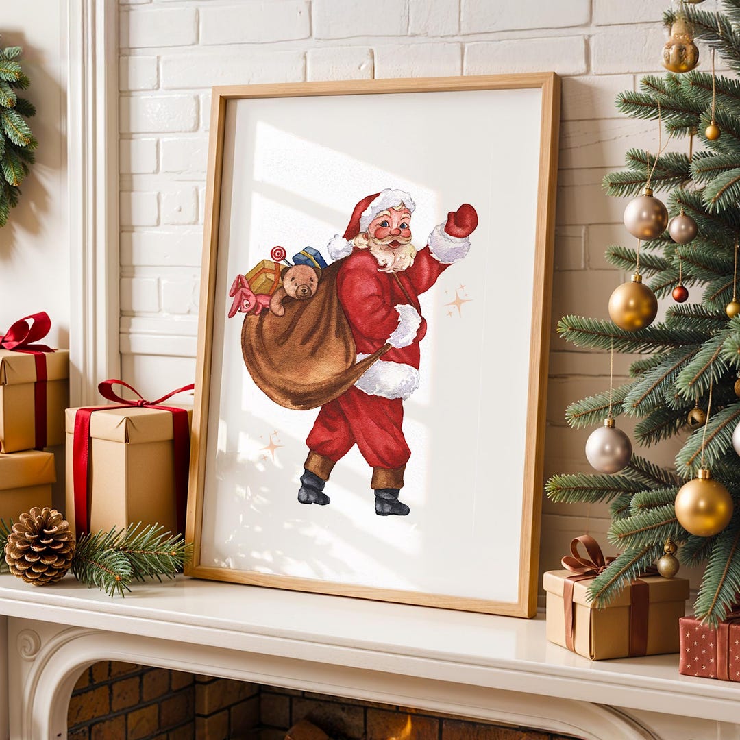 Santa Print, Santa Wall Decor, Christmas Decor, Holiday Home Decor ...
