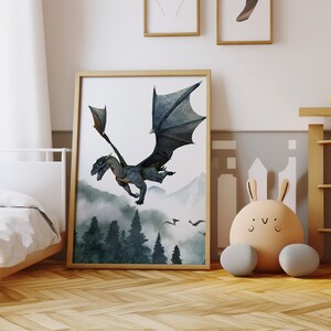 Personalized Dragon Nursery Prints, Dragon Nursery Decor, Mythical ...