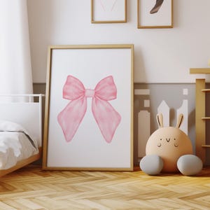 Pink Bows Print, Bows Nursery Decor, Bows Decor, Pink Coquette Print ...